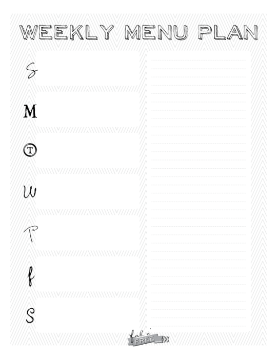 20 Free Menu Planner Printables | Fab N' Free